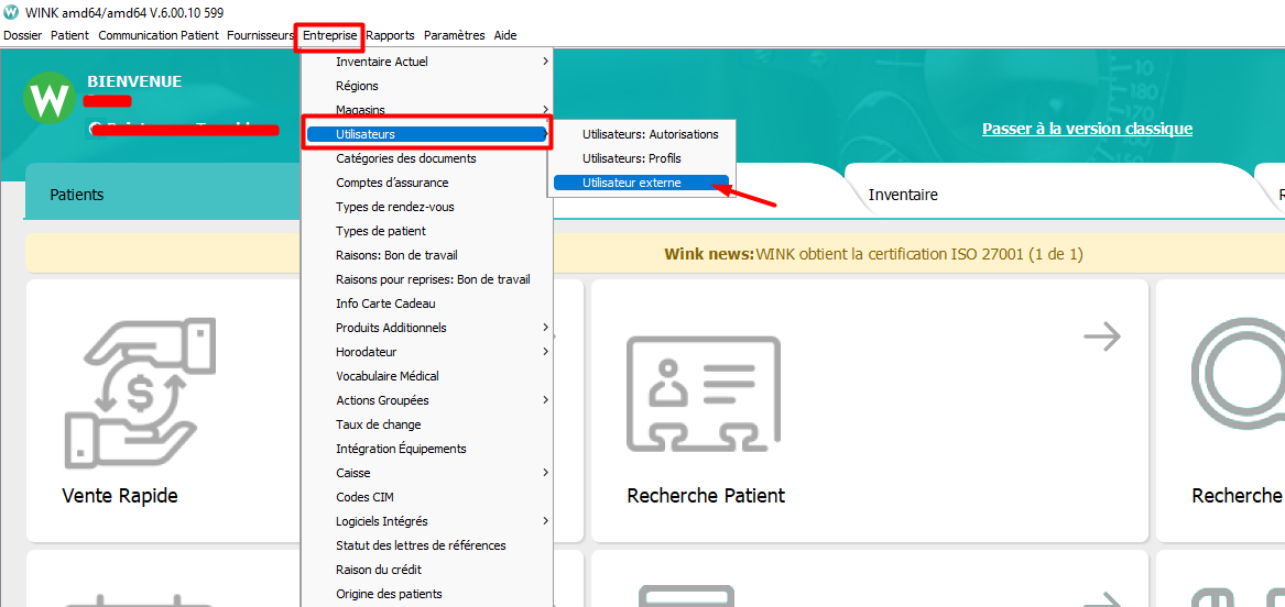 Envoi réclamation RAMQ pour Examen avec référence 9022 – WINK