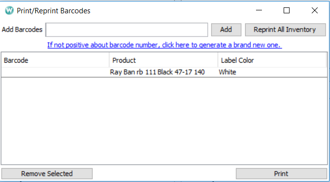 HOW TO REPRINT A FRAME LABEL IN WINK – WINK