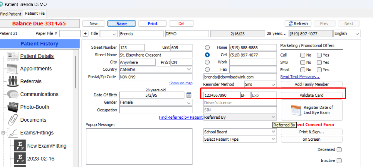 Patient Health Card Validation – WINK