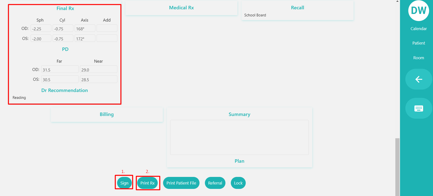 EMR - Final Rx and Dr. Recommendations – WINK