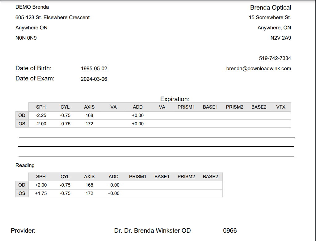 EMR - Final Rx and Dr. Recommendations – WINK