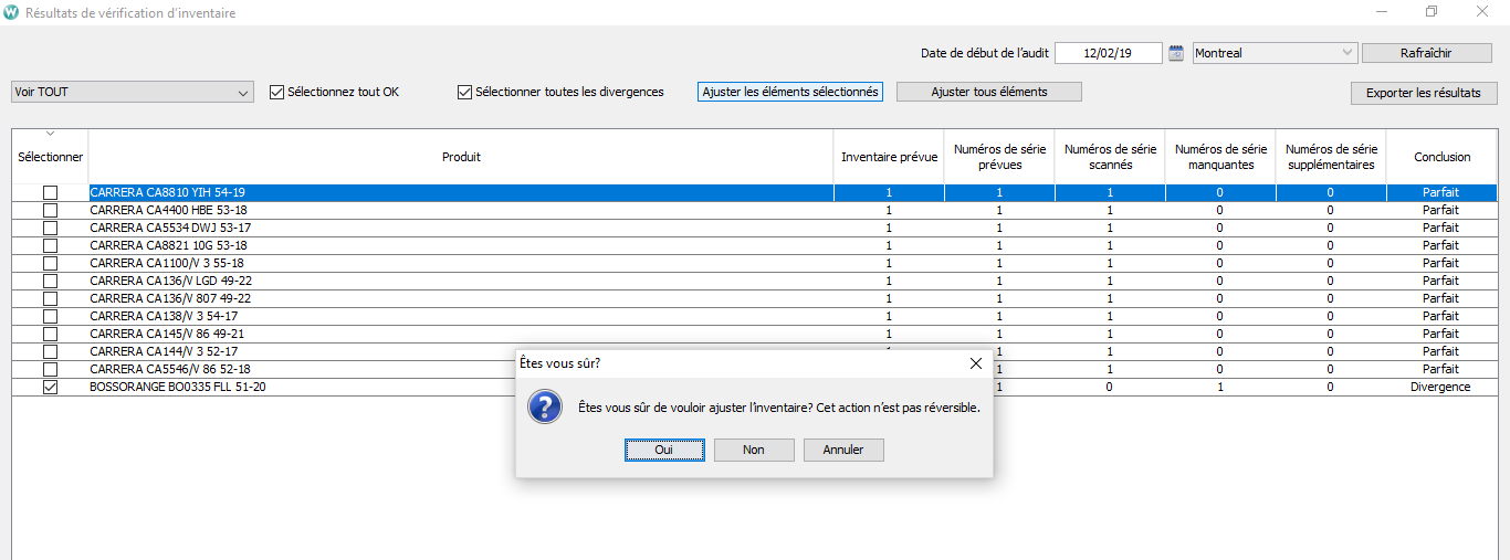 Audit d'inventaire – WINK