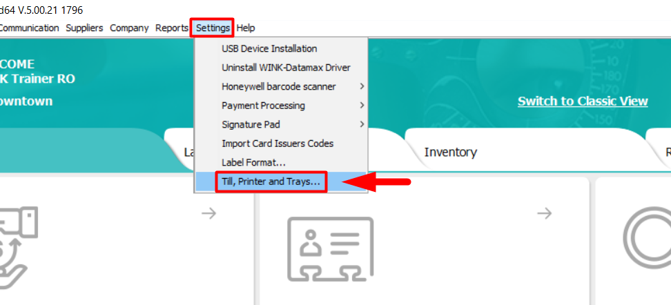 Till Setup in WINK – WINK
