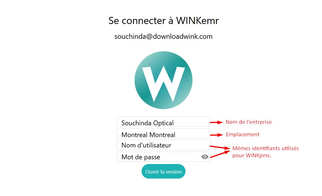 Connexion à WINKemr – WINK