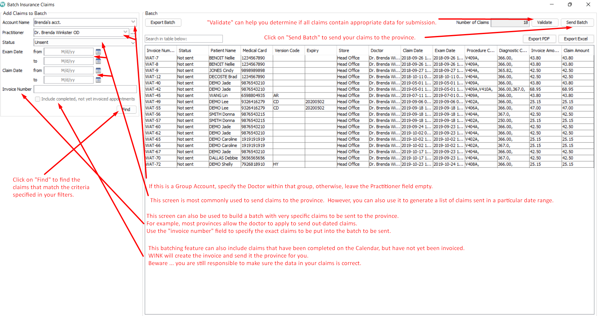 How to send claims in a batch – WINK