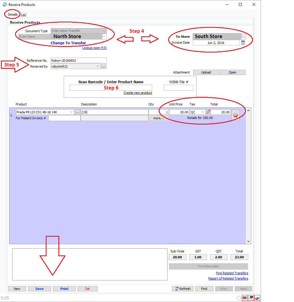 Transfer inventory from one store to another store – WINK