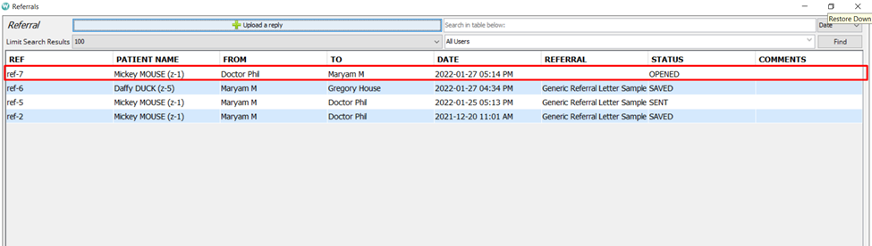 WINKemr : Referral Letters – WINK