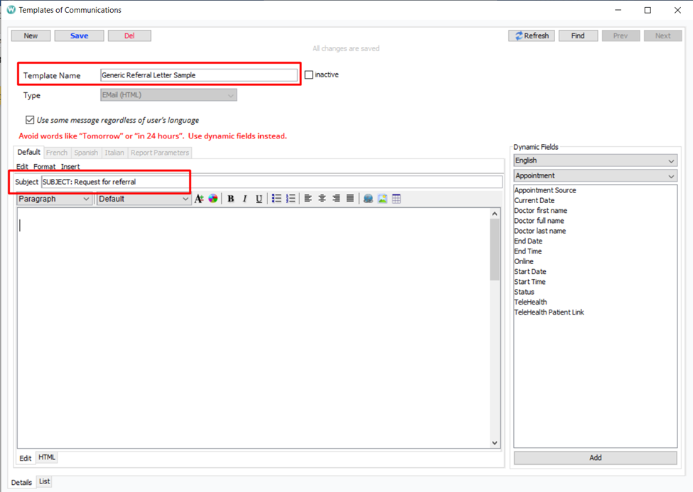 WINKemr : Referral Letters – WINK